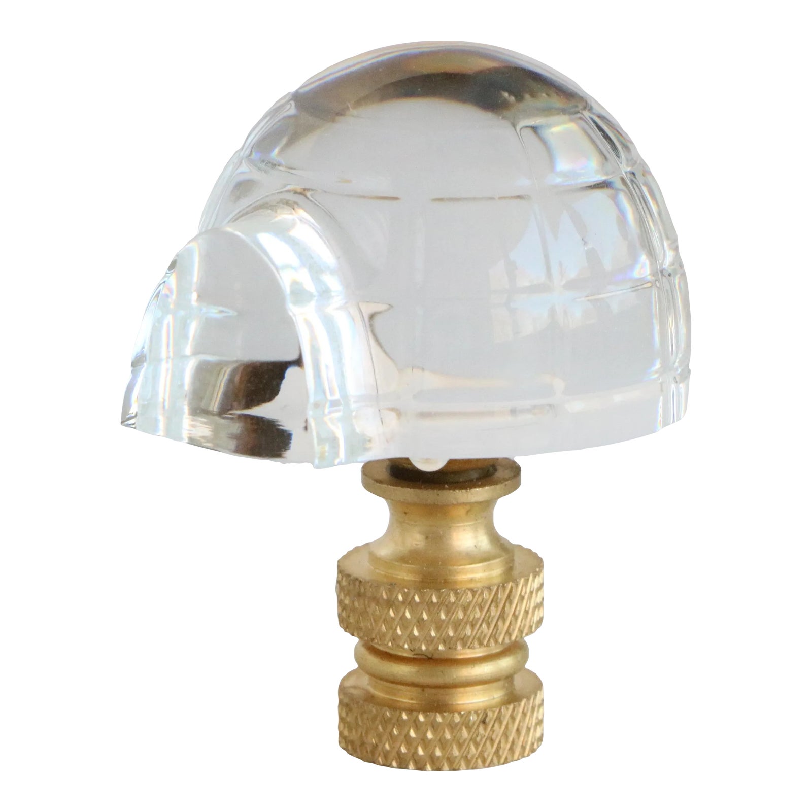 Crystal Igloo Lamp Finial on Brass Hardware | Chairish