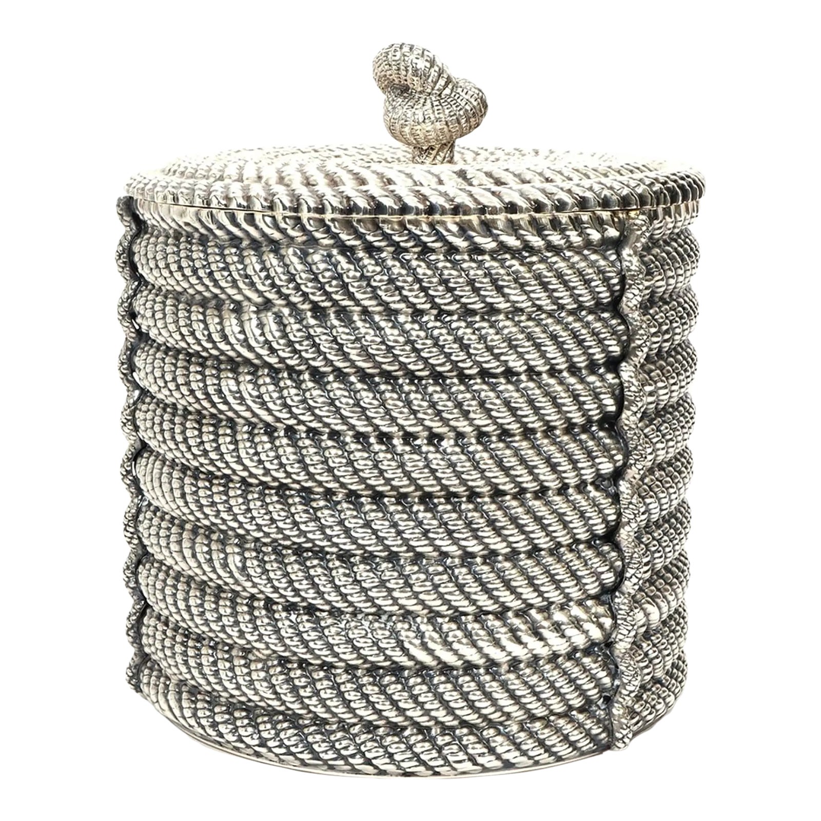 Valenti Coiled Rope Design Ice Bucket W'tongs | Chairish