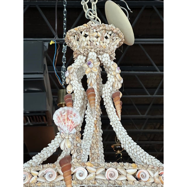 Vintage 6 Light Encrusted Seashell Shell Palm Beach Chandelier | Chairish