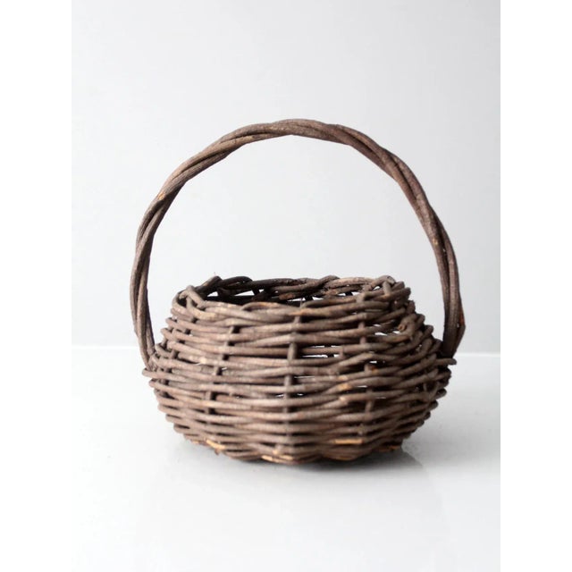 Vintage Rustic Wicker Basket | Chairish