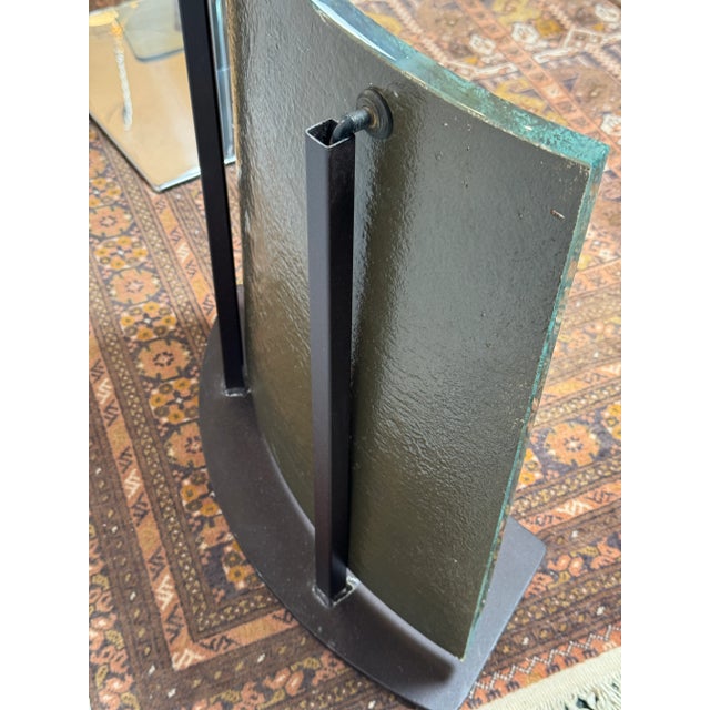 Modern Organic Art Glass + Bronze Stand | Chairish