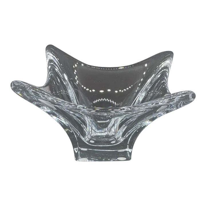 Late 20th Century Crystal Bowl in Rounded, 4-Petal Square Design | Chairish
