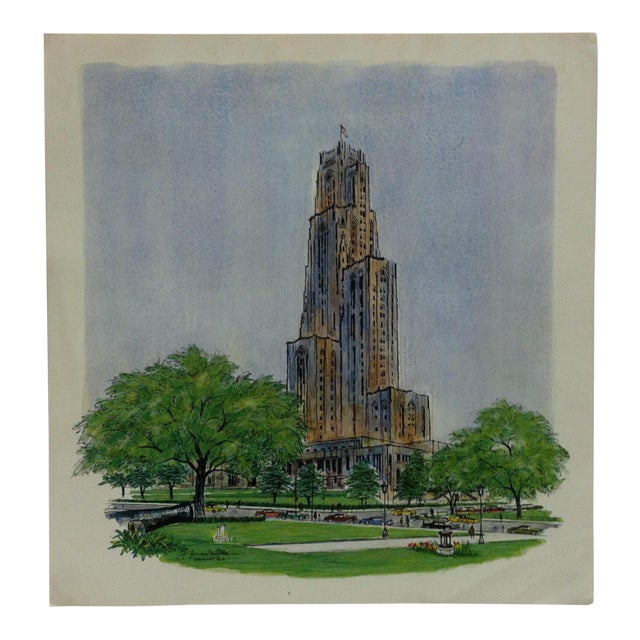 Color Pittsburgh Print on Paper, "The Cathedral of Learning" by J ...