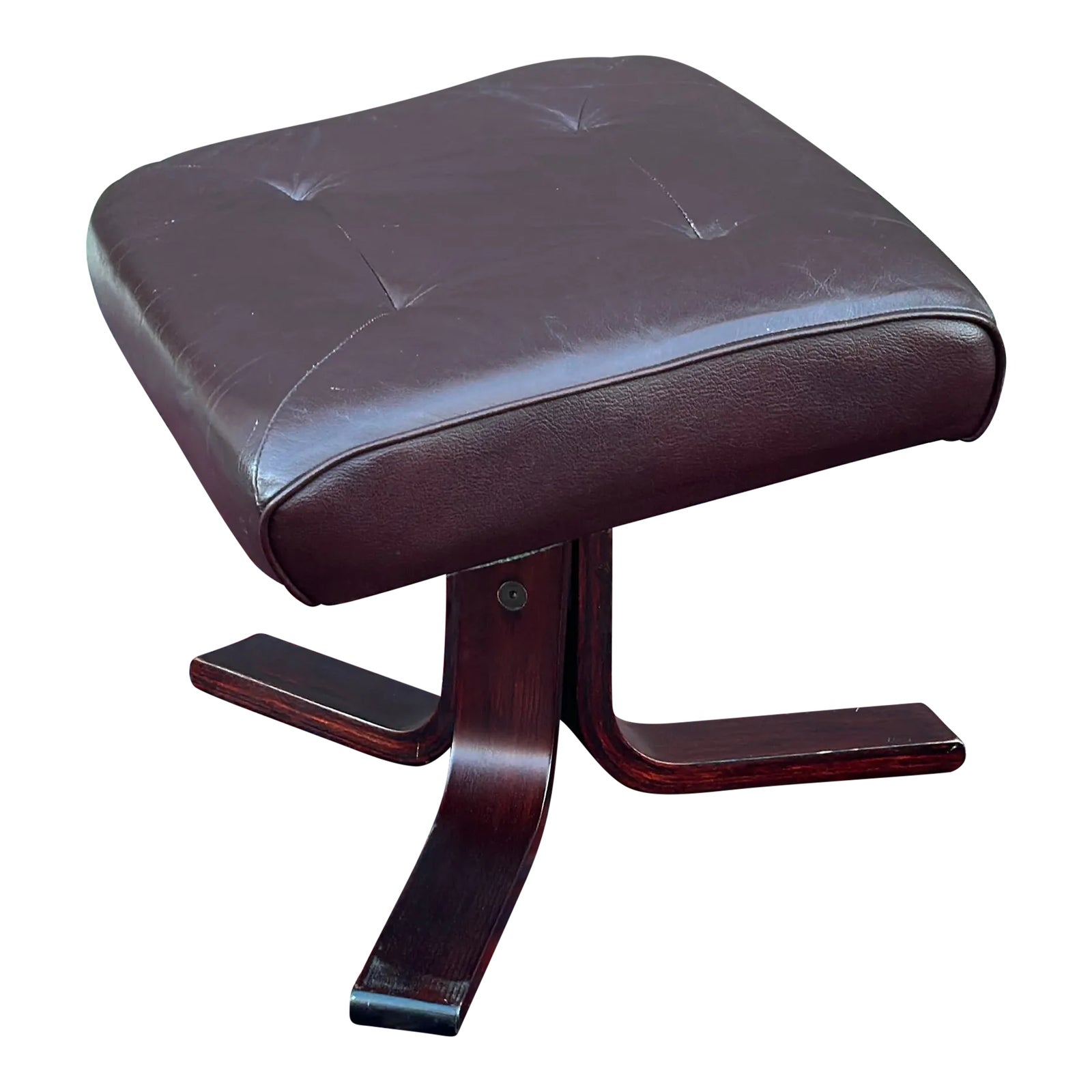Vintage Somo Mobler Brown Leather Bentwood Rosewood Ottoman or ...