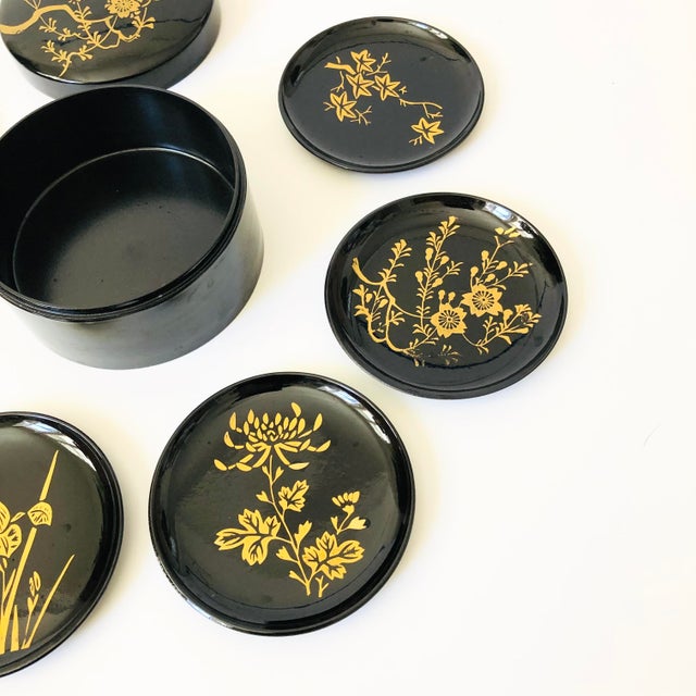 Lacquerware Flower Coaster Set | Chairish