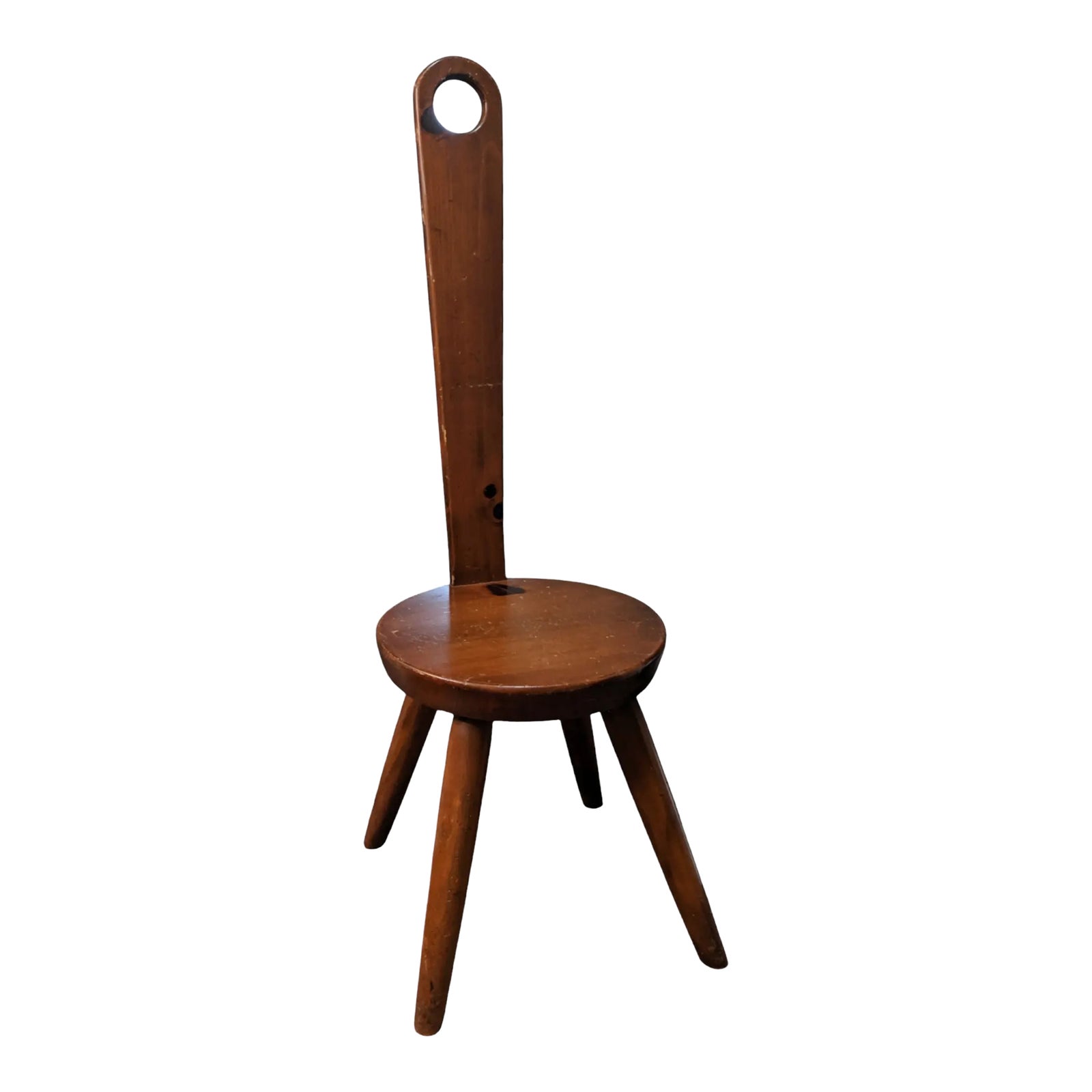 Mid Century Brutalist Wooden "Keyhole" Chair by William Fetner | Chairish