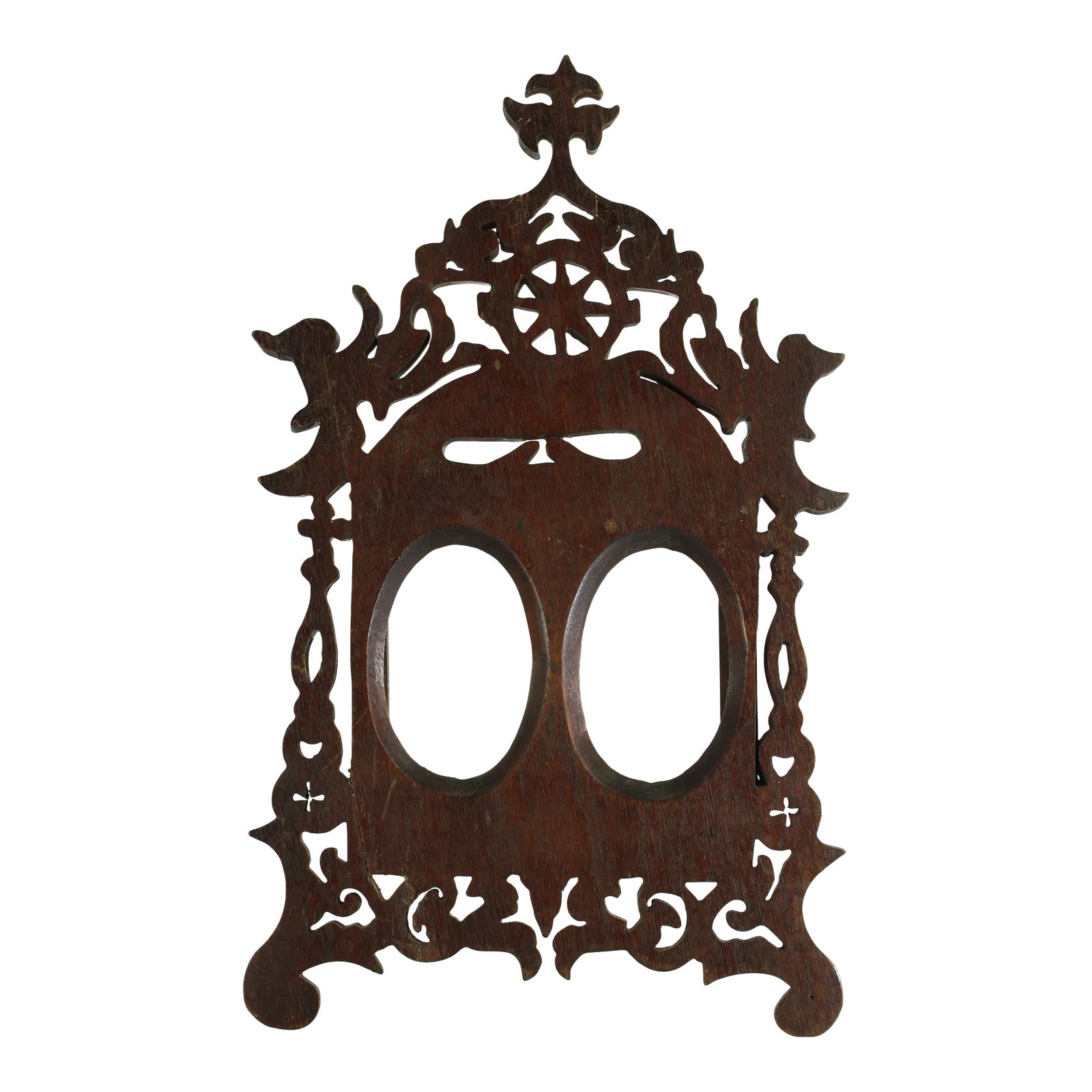 19th/20th Century Double Portrait Frame Open Work Wood Carving for Two ...