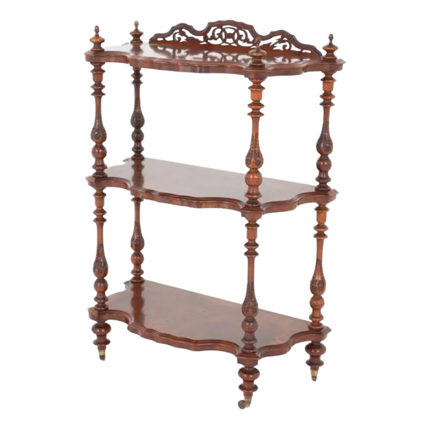 Victorian Whatnot Bookshelf in Walnut, 1850s | Chairish