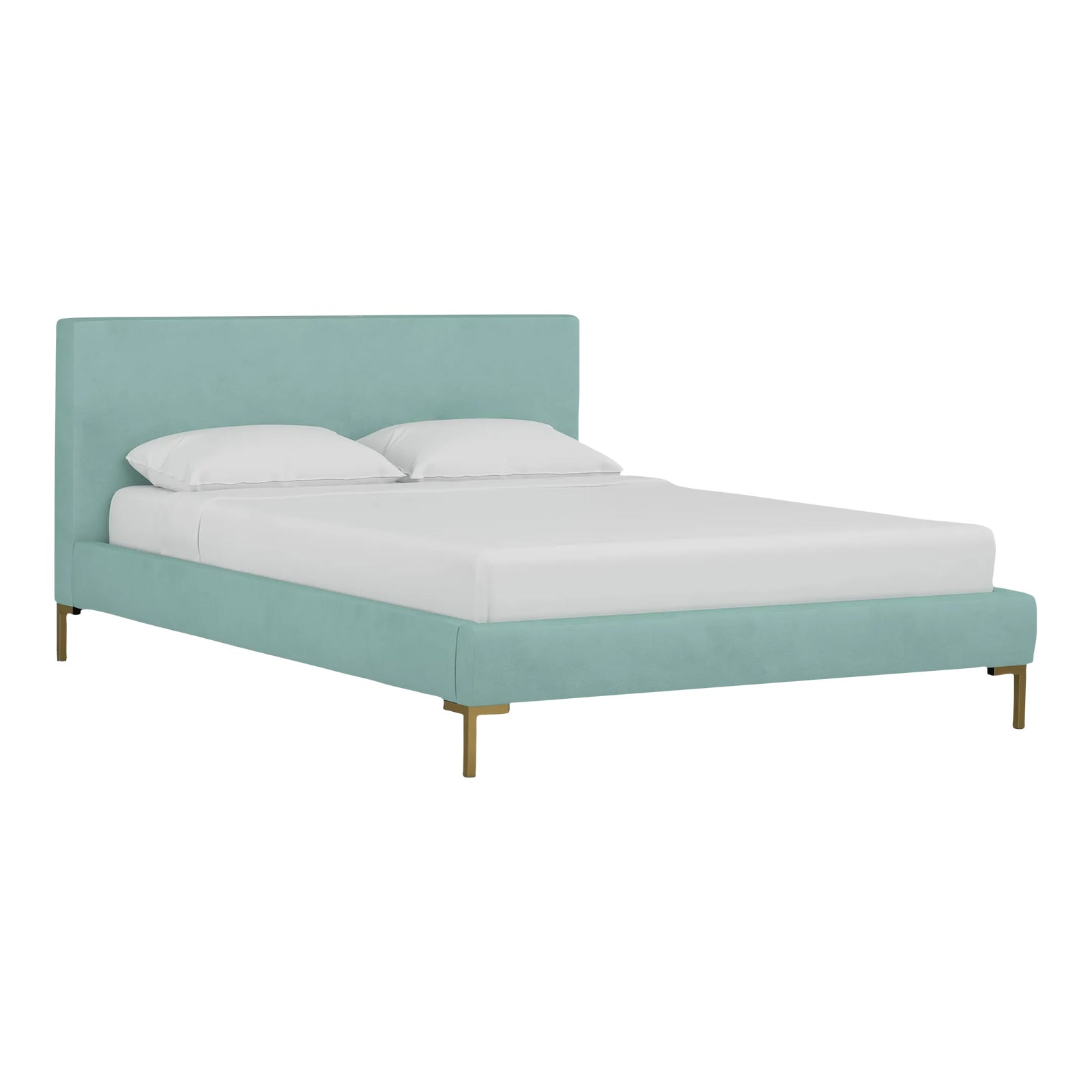 Norah Platform Bed in Caribbean Classic Velvet, Twin | Chairish
