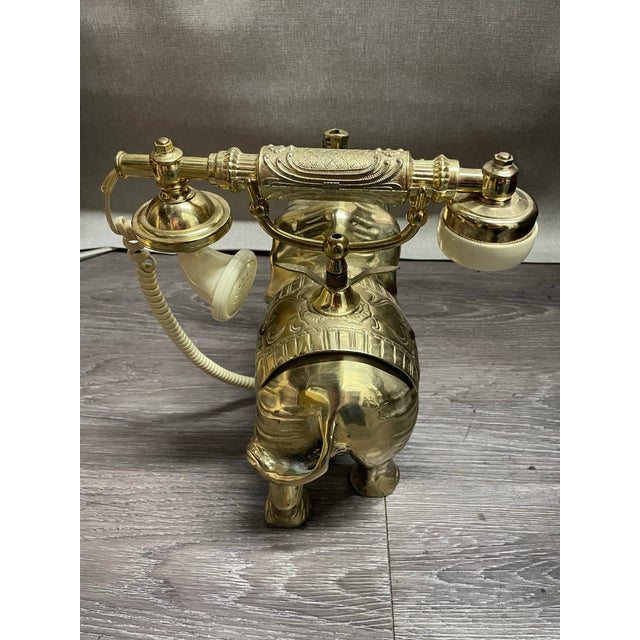 1960s Vintage Brass Elephant Phone | Chairish