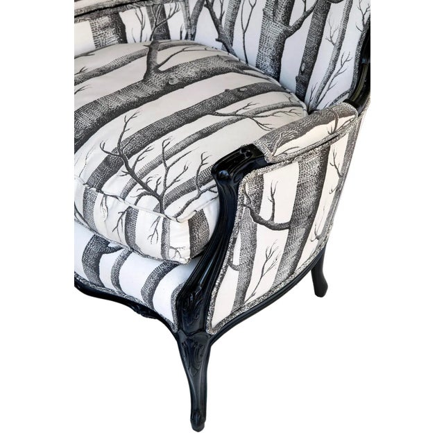 French Chair Upholstered With Tree Print | Chairish