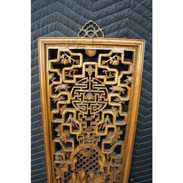 Early 20th Century Chinese Carved Wood Wall Hanging Panels Immortal ...