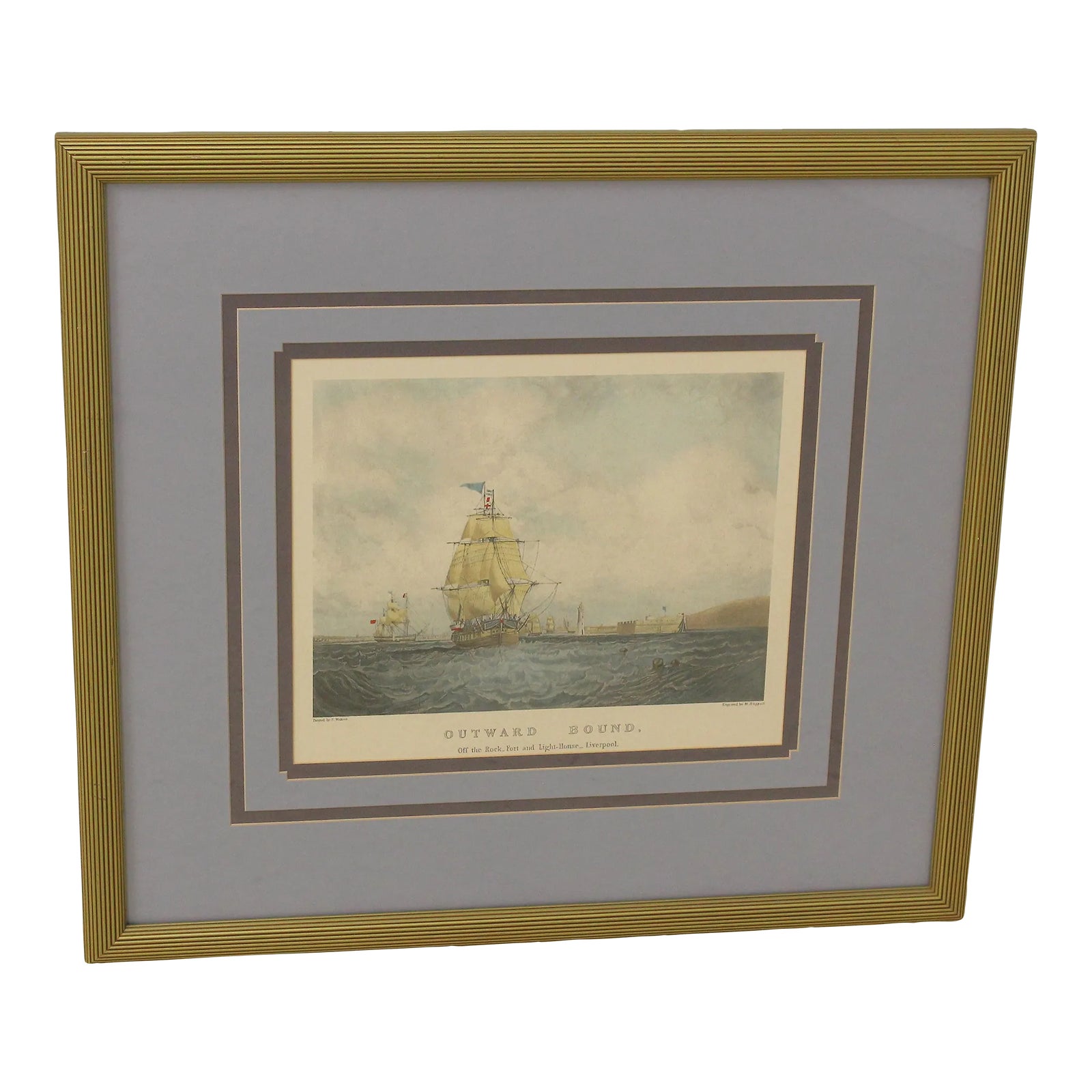 Vintage Tall Ship Engraving in Frame - Outward Bound | Chairish