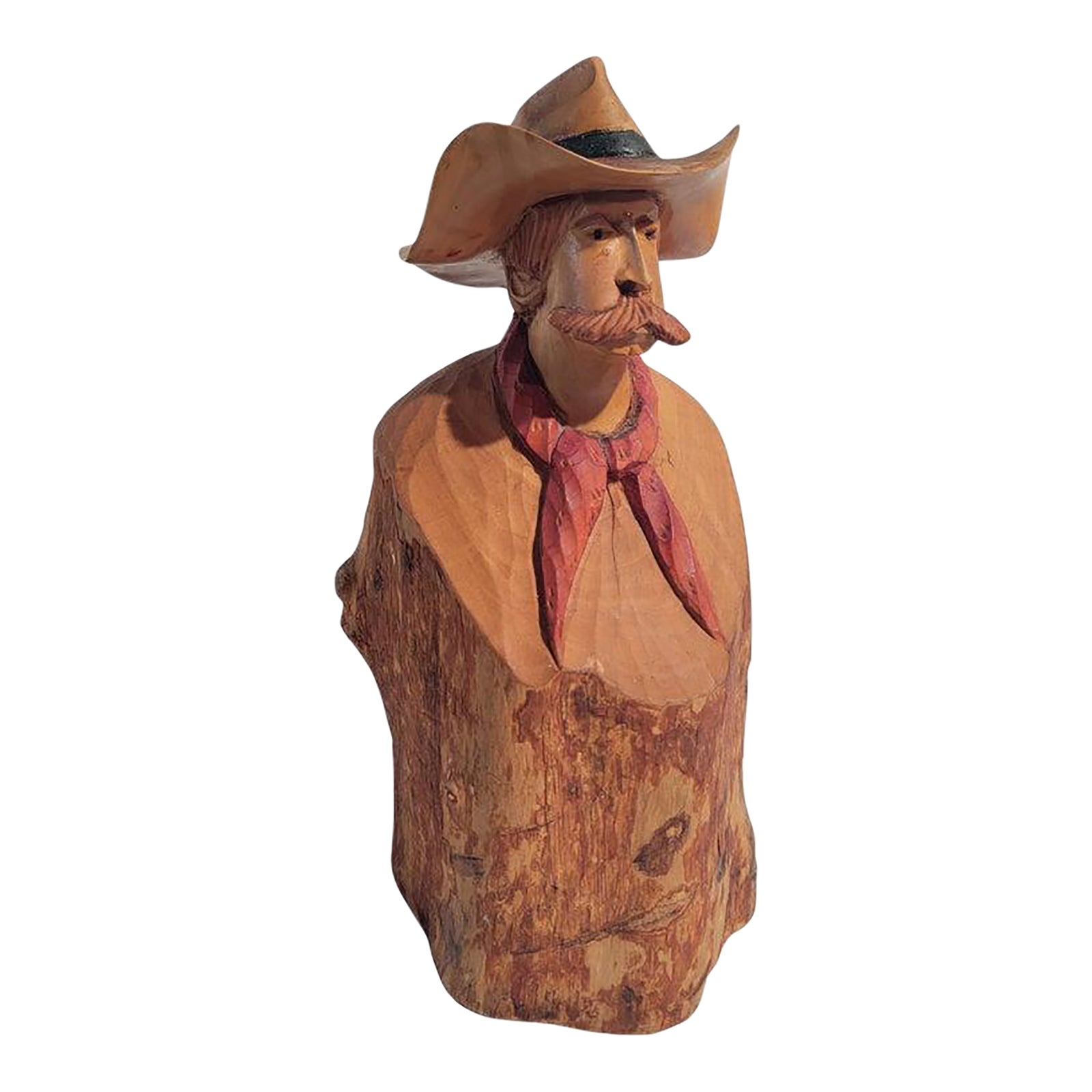Hand Carved Cowboy One Piece of Wood | Chairish