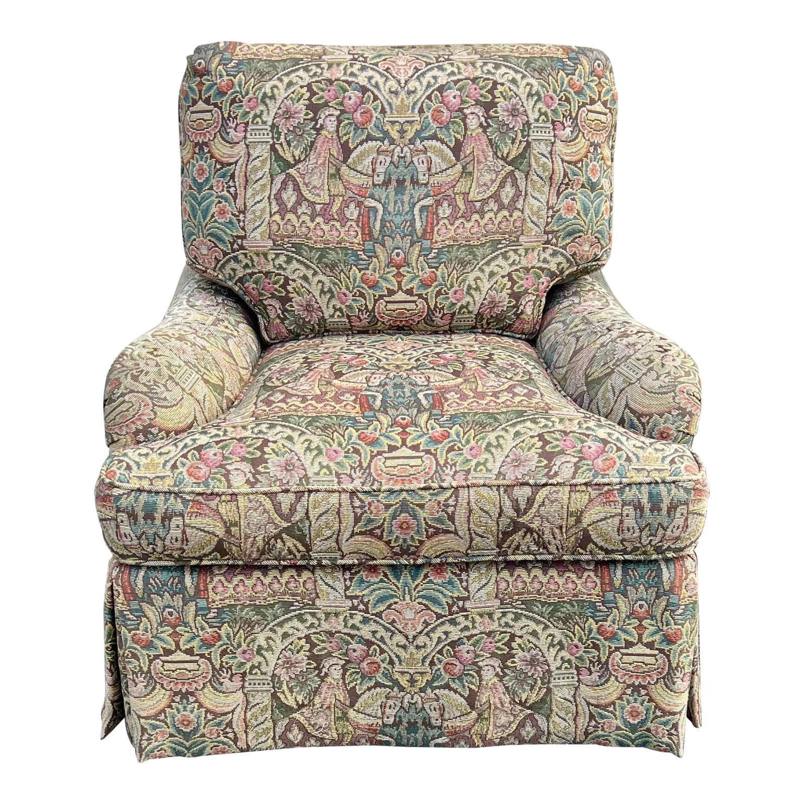 George Smith Style Standard Arm Tapestry Chair | Chairish