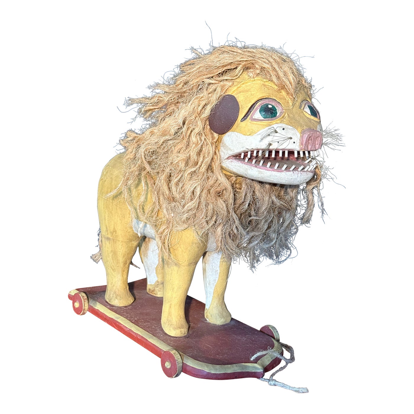 Mid 20th Century American Folk Art Oversized Lion Pull Toy by Bill and ...
