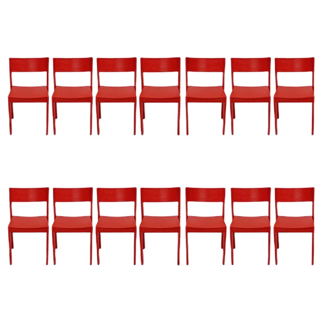 Mid-Century Modern Red Dining Chairs, Set of 14 | Chairish