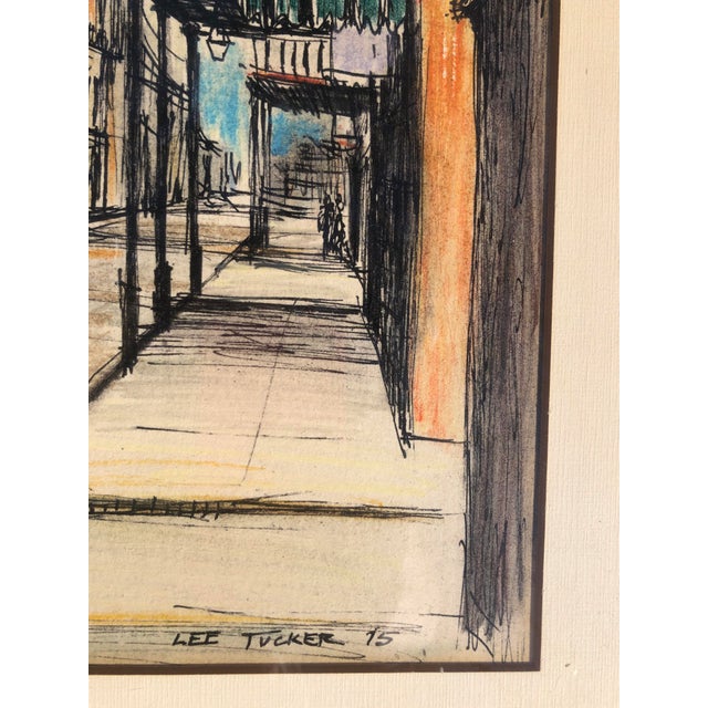 Mid-Century Modern Framed Lee Tucker Mixed Media Drawing of Chartres ...