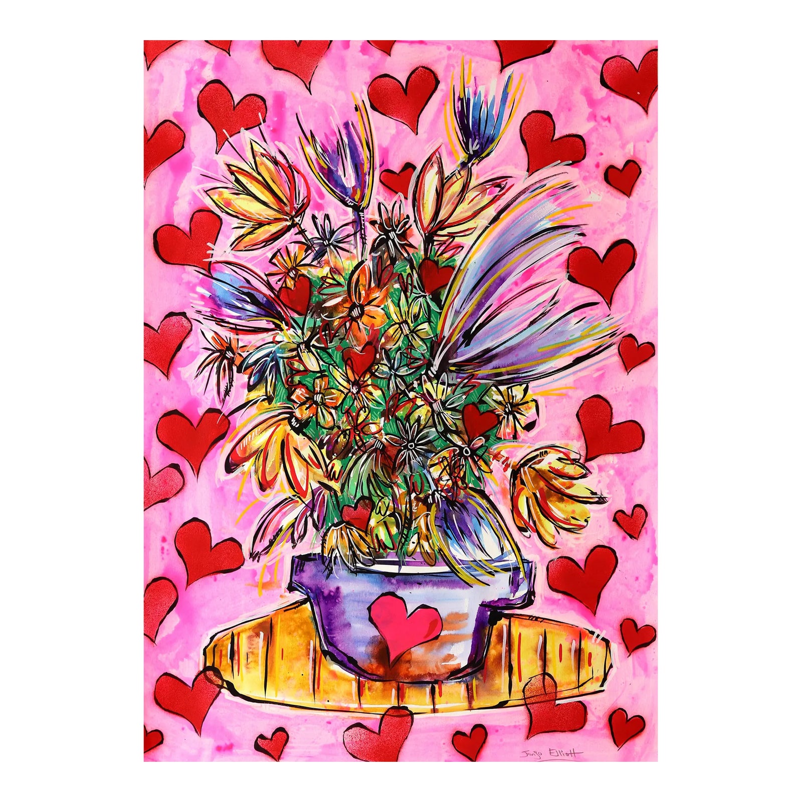 Love Bloom - Vibrant Contemporary Expressionist Still Life Painting ...