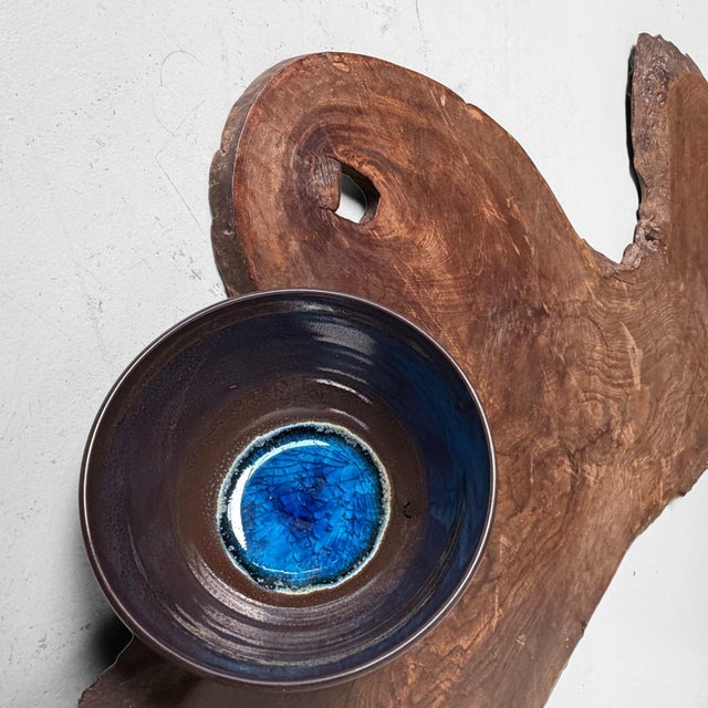 Japanese Tenmoku Style Matcha Chawan with Blue Crystalline Mirror Pool ...