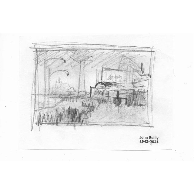 1980s John Reilly Cityscape Drawing | Chairish