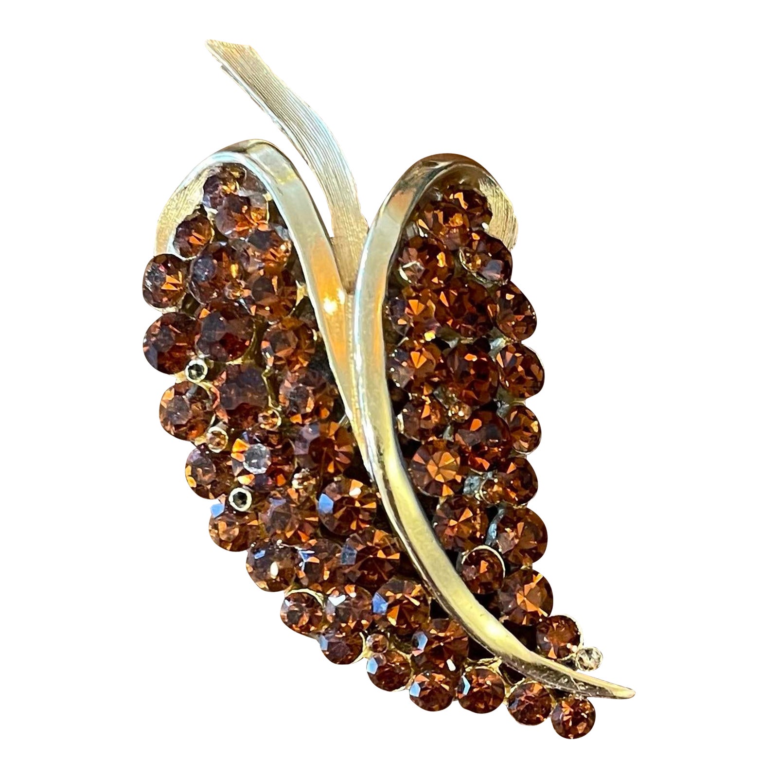 1960s Trifari Rinestone and Gold Brooch. | Chairish