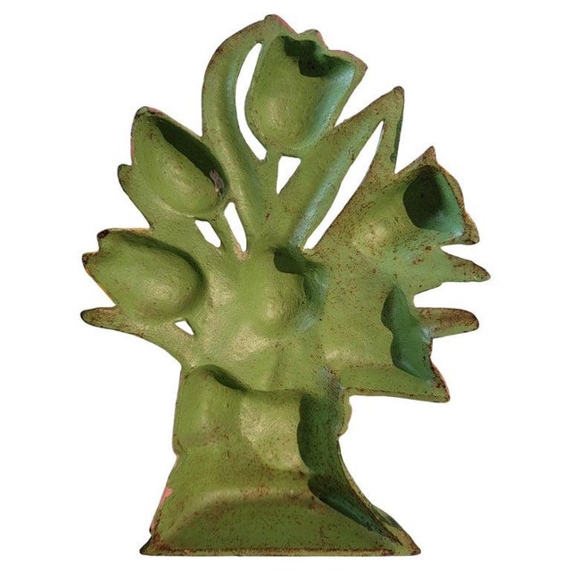 Original Painted Hubley Tulip Painted Doorstop | Chairish