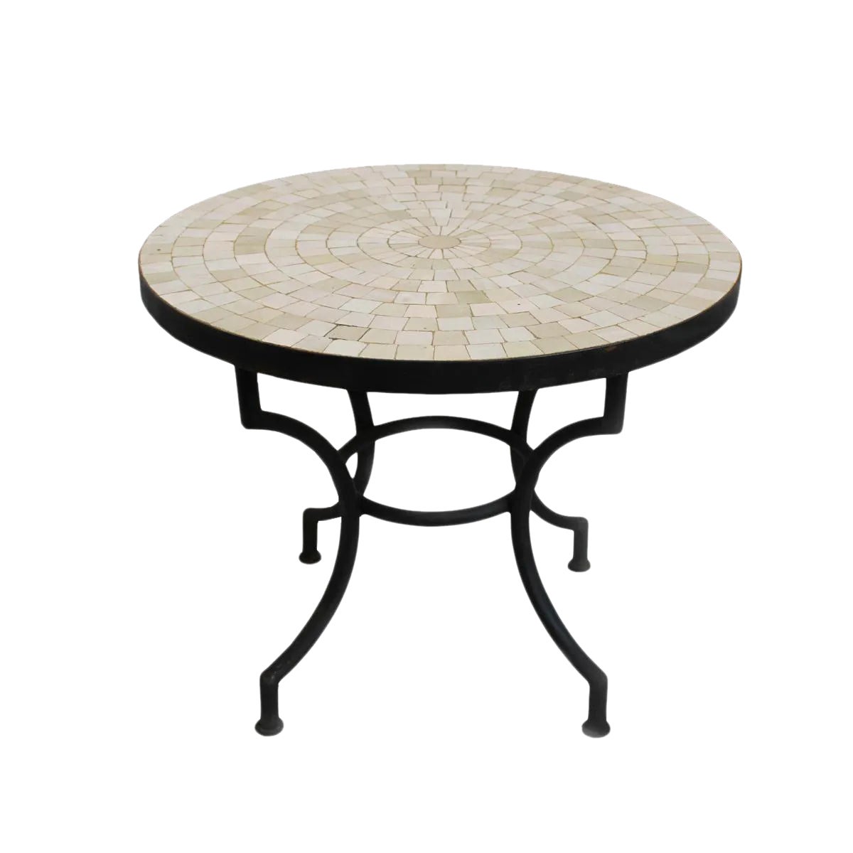 Traditional Round Mosaic Tile Side Table | Chairish