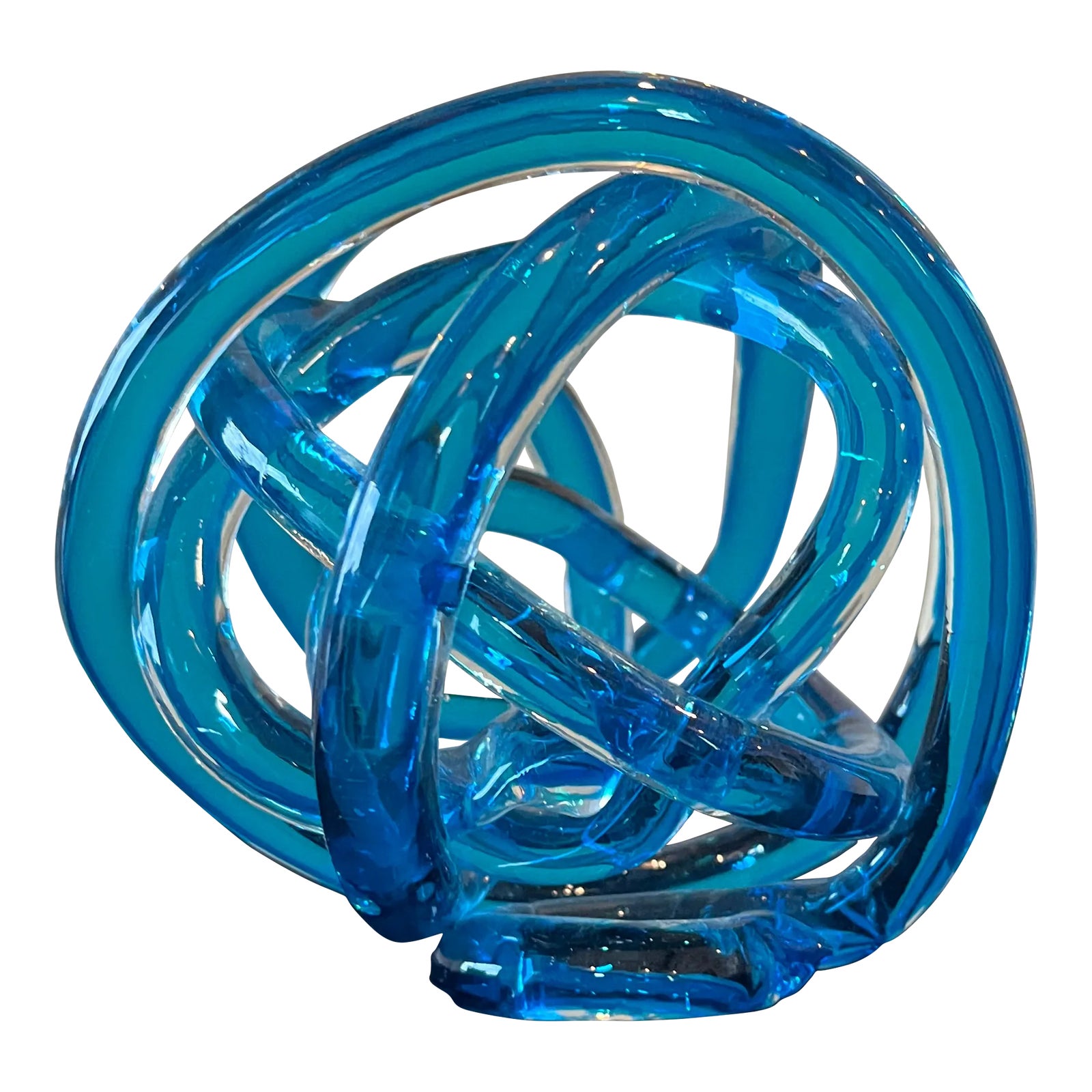 Blue Ocean Swirl Glass Art | Chairish