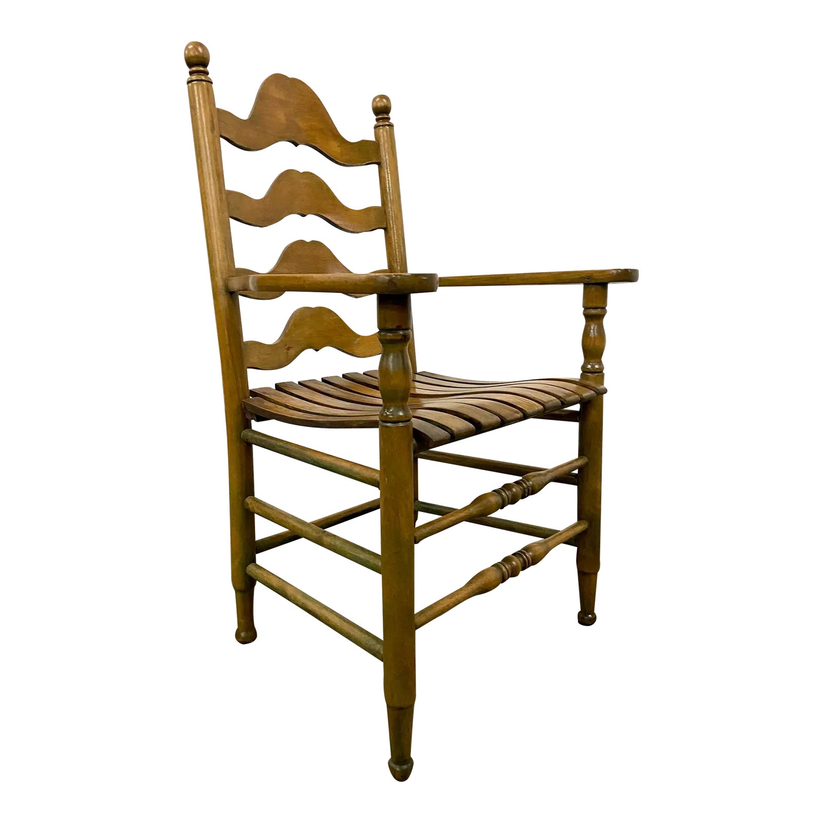 Vintage Shaker Arts and Crafts Style Ladderback Slat Seat Chair | Chairish