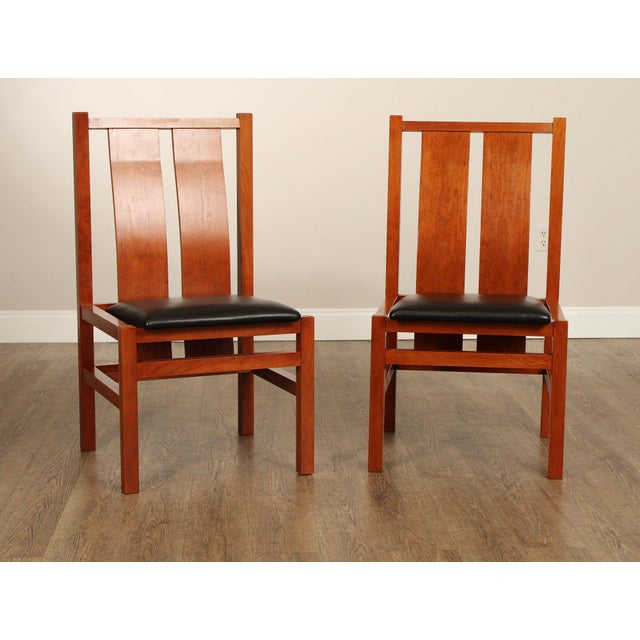 Thomas Moser Studio Crafted Pair of Cherry Slat Back Side Chairs | Chairish