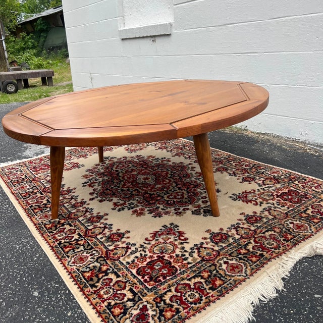 Mid-20th Century Round Pine Coffee Table | Chairish