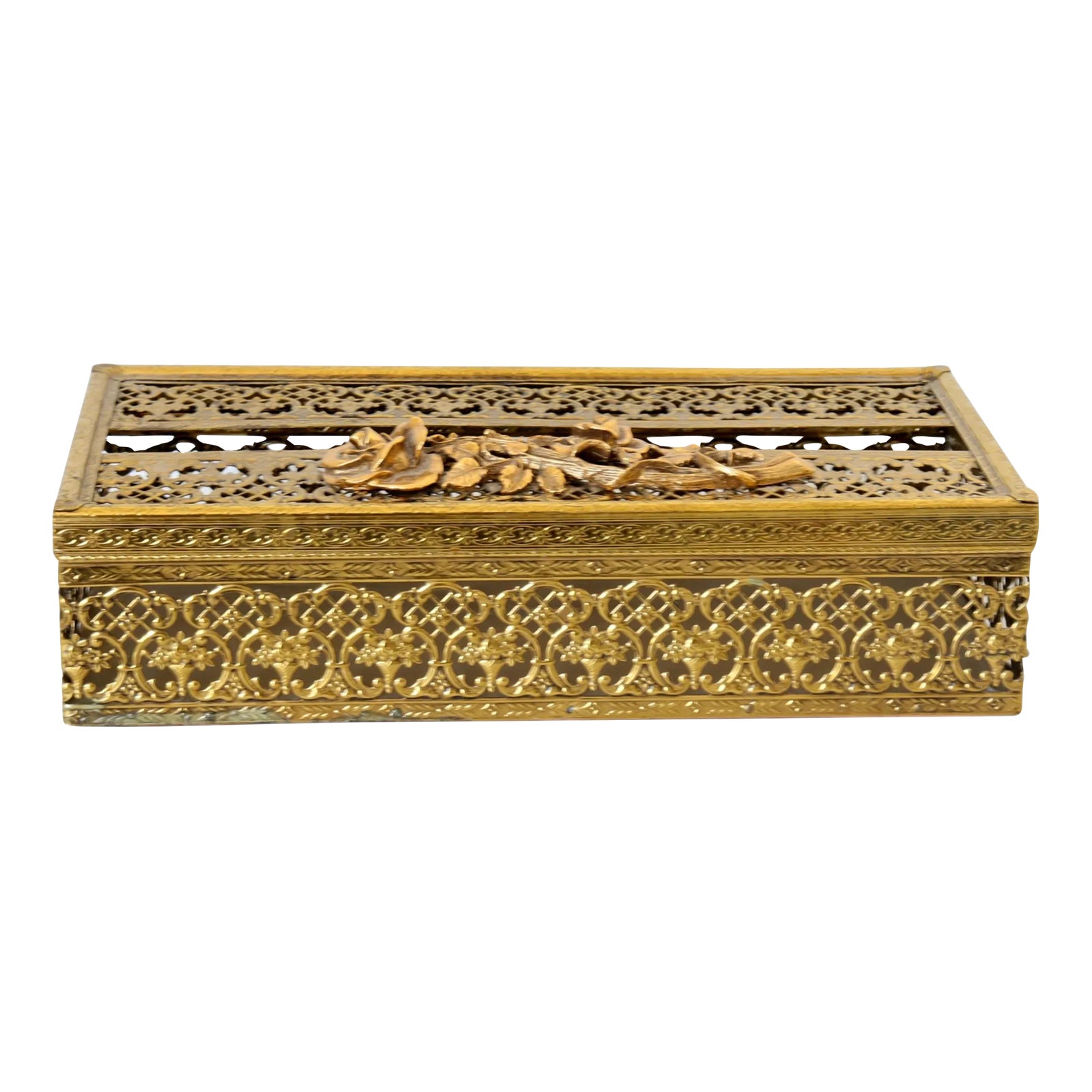 Midcentury Hollywood Regency Brass Tissue Box Cover | Chairish