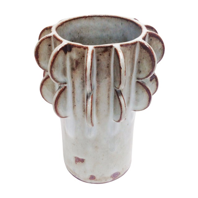 Large Architectural Ceramic Vase With Double Row Half-Coin Accents ...