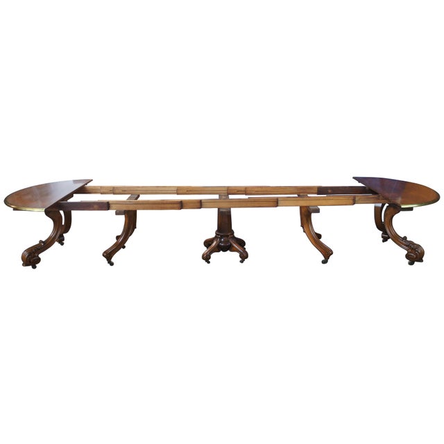 Victorian Walnut Extendable Boardroom Conference Dining Table | Chairish
