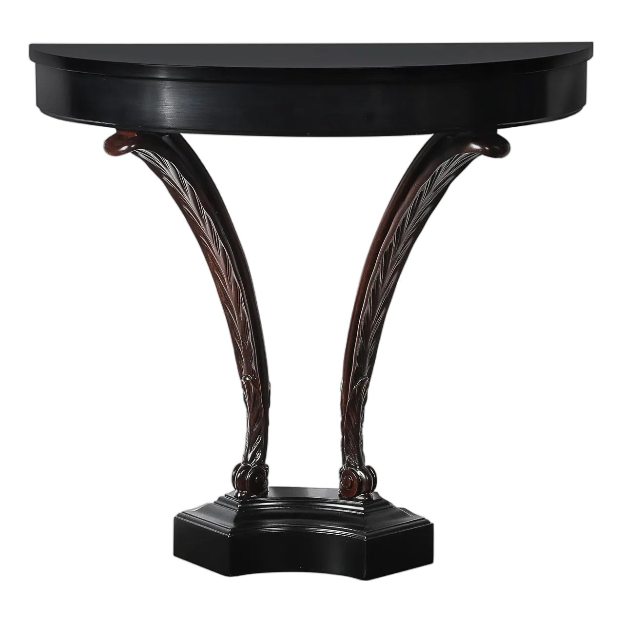 Art Deco Ebonized Walnut Wall Console W/ Acanthus Supports by Grosfeld House | Chairish