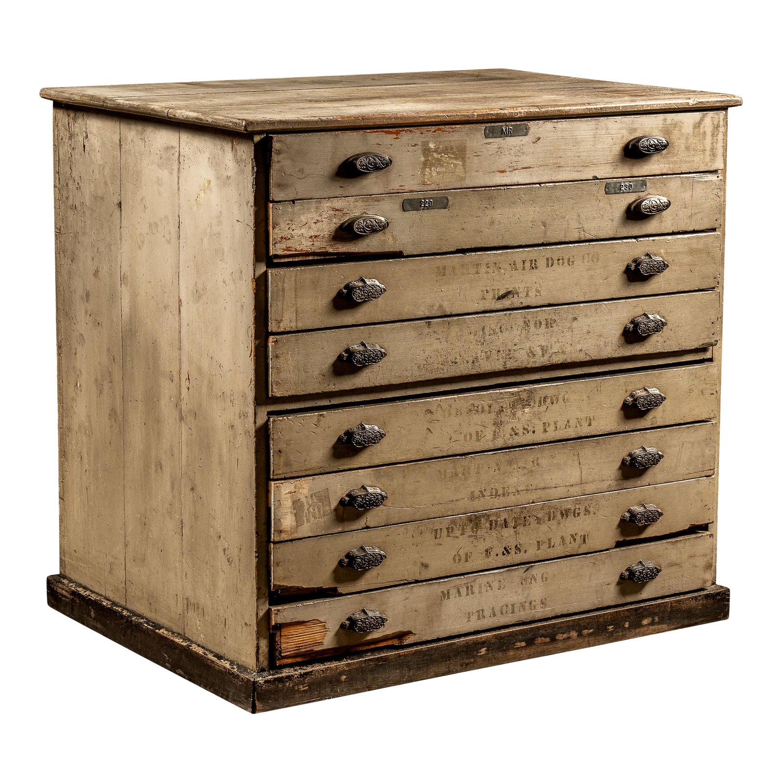 c. 1920 Painted Wooden Flat File | Chairish