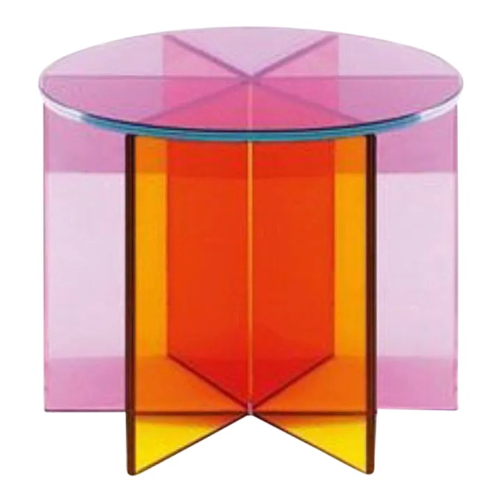 Acrylic Colorful Stylish Round Side Table | Chairish