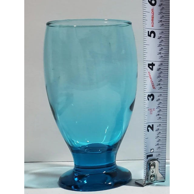 Turquoise Footed Cristar by Lexington Glass | Chairish