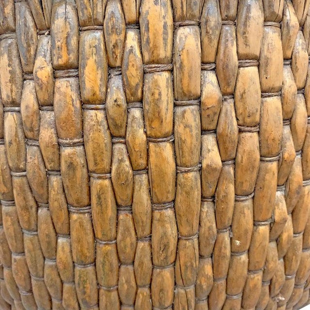 Mid-20th Century Chinese Woven Reed Basket | Chairish
