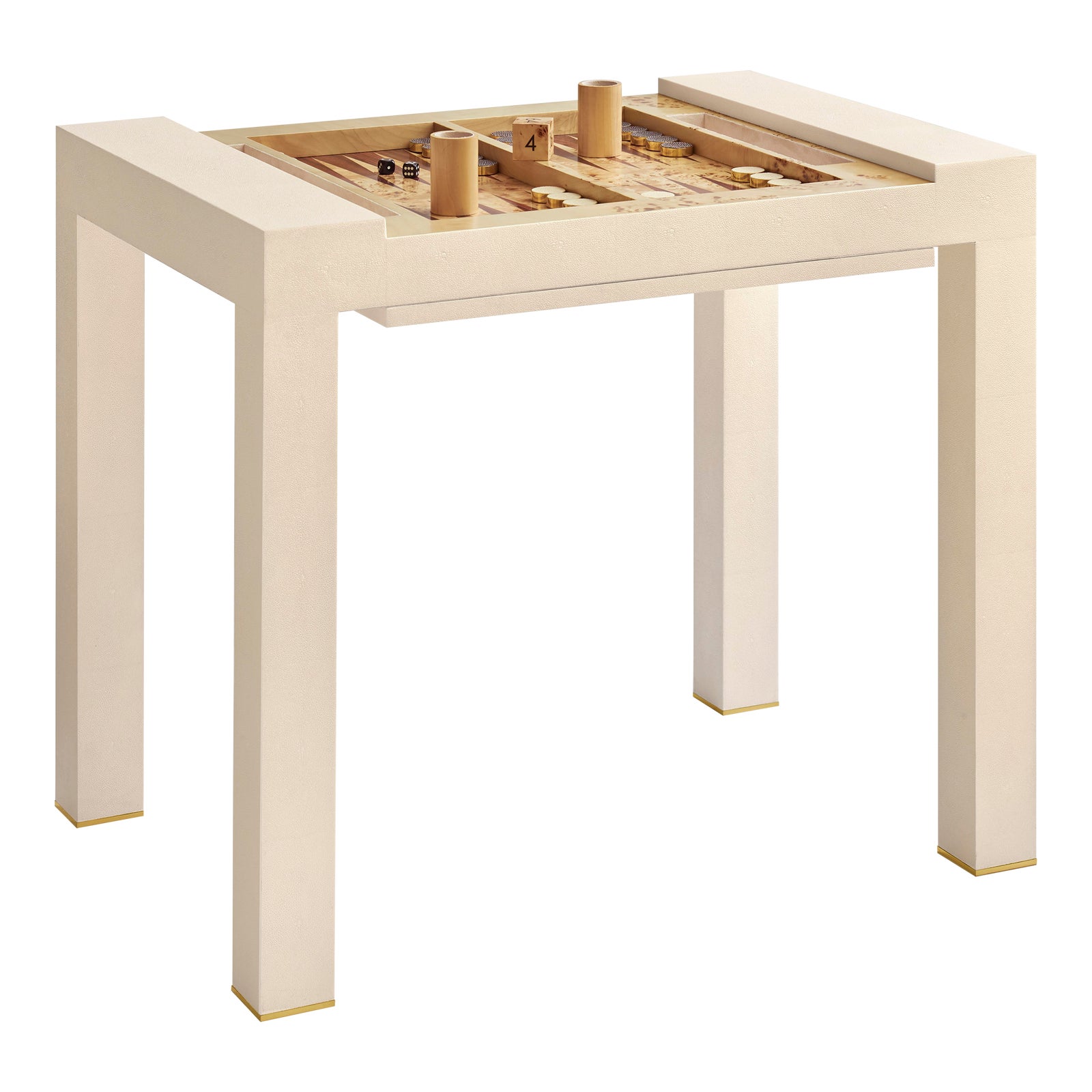 AERIN Faux Shagreen Game Table, Cream | Chairish