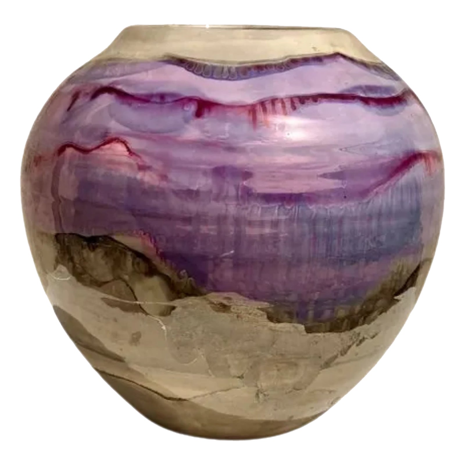 Bruce Fairman 1992 Studio Pottery Pink/Purple Drip Glaze Design Vase ...