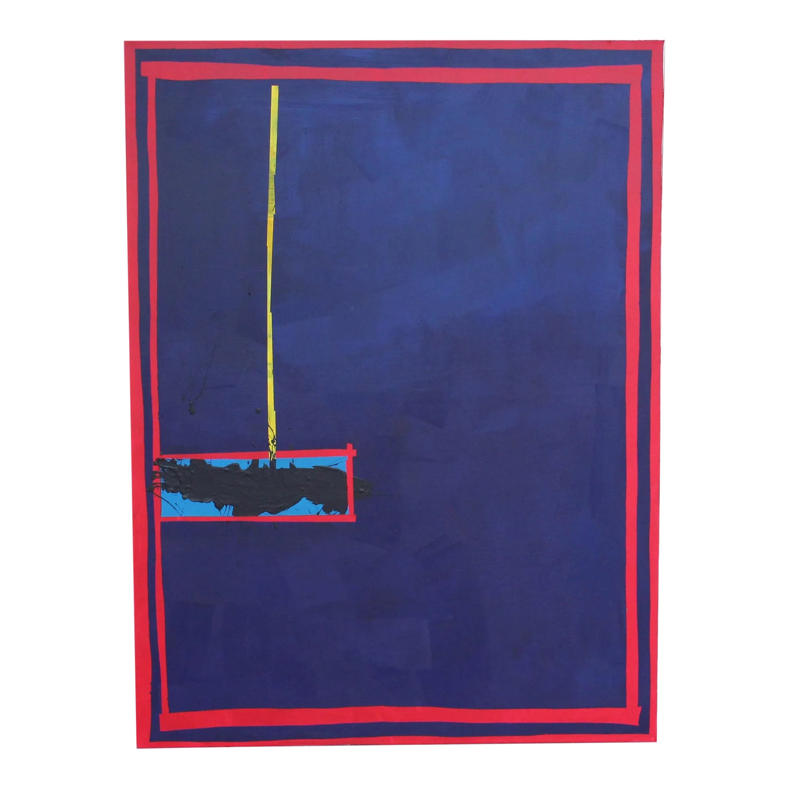 2022 Signed “Blue Box” Acrylic on Canvas Abstract Painting by Artist ...