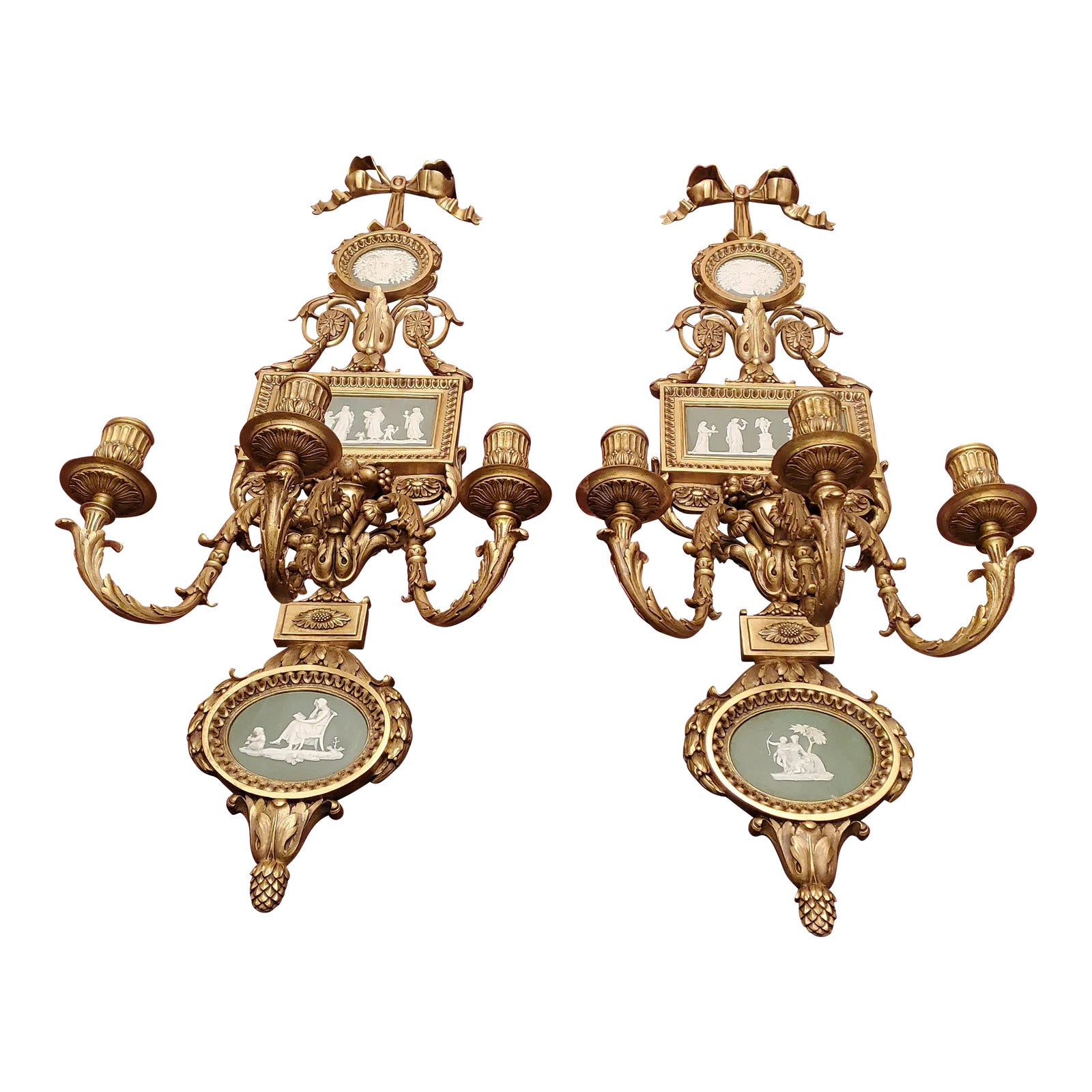 Antique 1900s Grand E F Caldwell Pair Sconces | Chairish