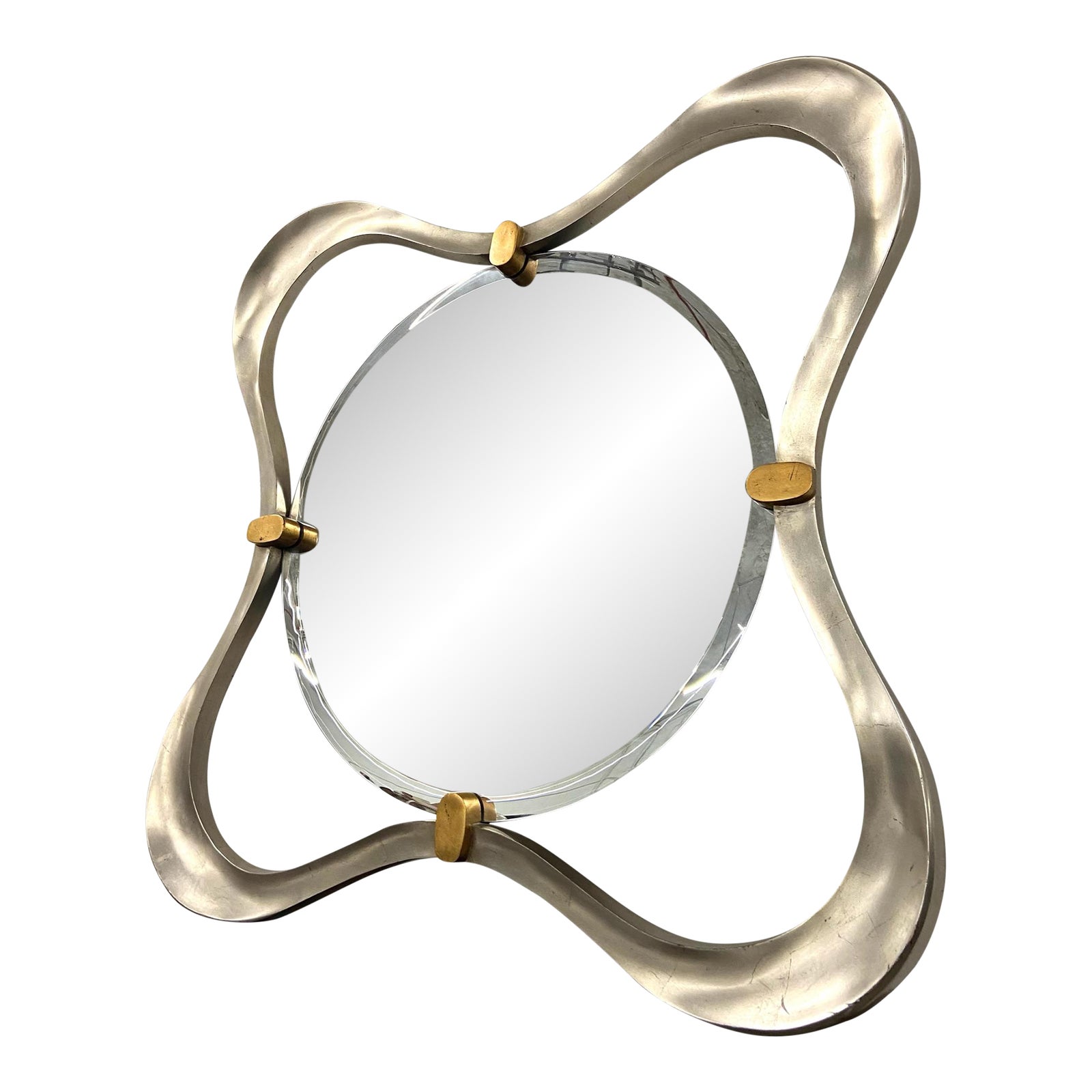 Vintage MCM Bassett Mirror Co Silver With Gold Leaf Mirror | Chairish