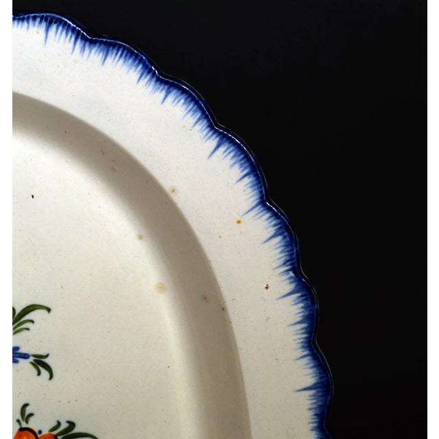Shell-Edge Prattware Oval Pearlware Dish Painted With an Urn of Flowers ...