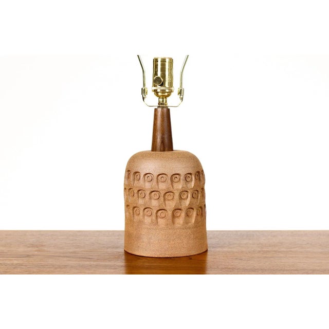 Ceramic Stoneware Studio Pottery Keyhole Pattern Raw Clay L26 Table Lamp | Chairish