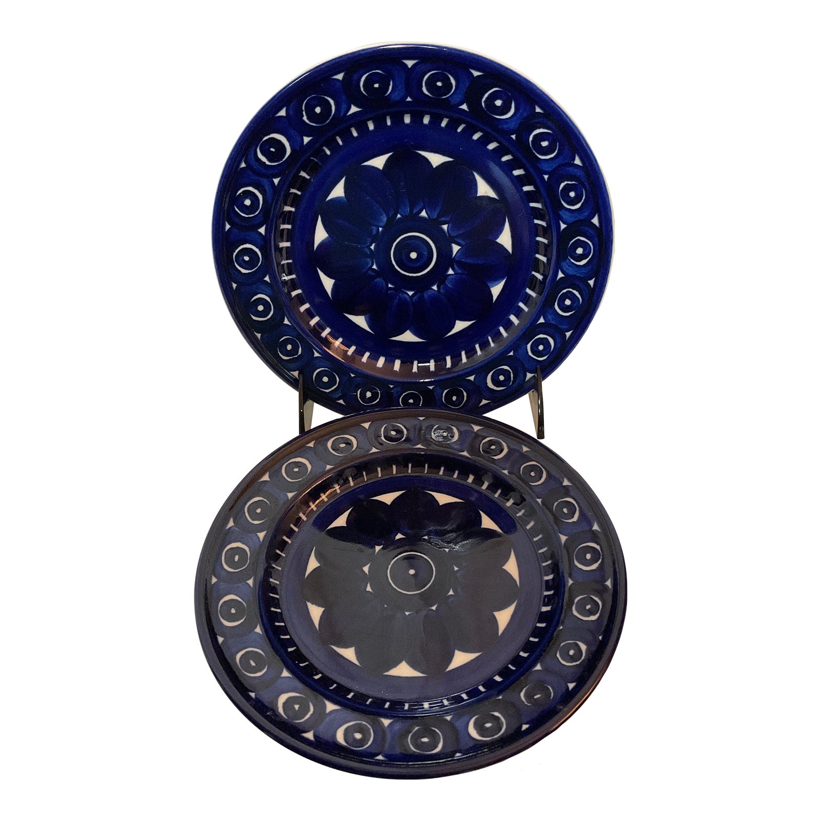 Pair of Mid 20th Century Arabia Valencia Cobalt Plates | Chairish