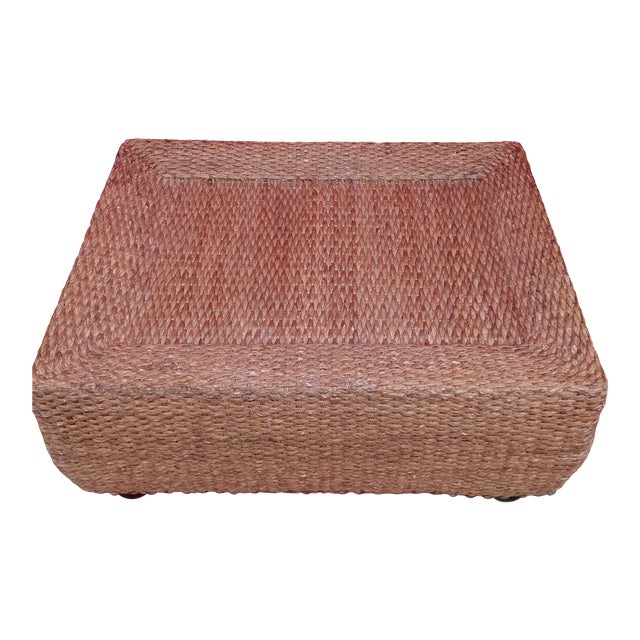 Vintage Coastal Tropical Rectangular Seagrass Coffee Table in the Style ...