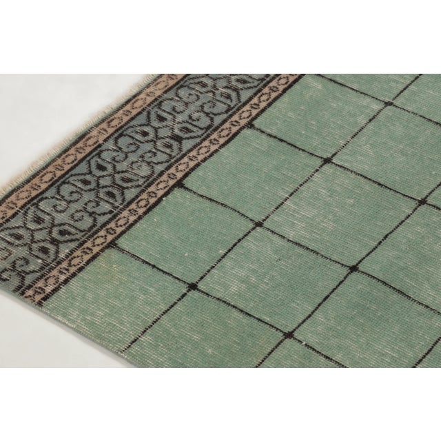 Vintage Turkish Distressed Runner in Mint Green Geometric Design - Rug ...